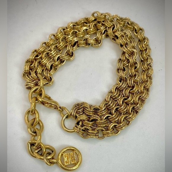 Givenchy | Jewelry | Vintage Givenchy Rare 3 Strand Gold Tone Textured ...